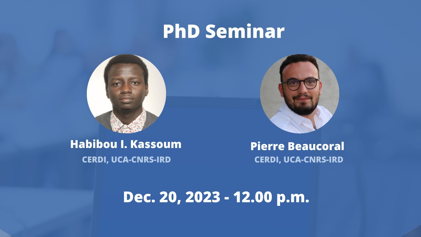 Internal PhD seminar | IBRAHIM KASSOUM Habibou